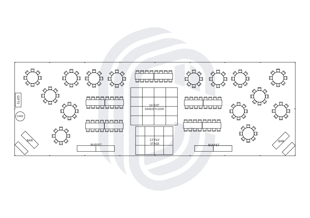 40' by 120' Frame Tent Layout for a 200 Guest Wedding | Collective ...